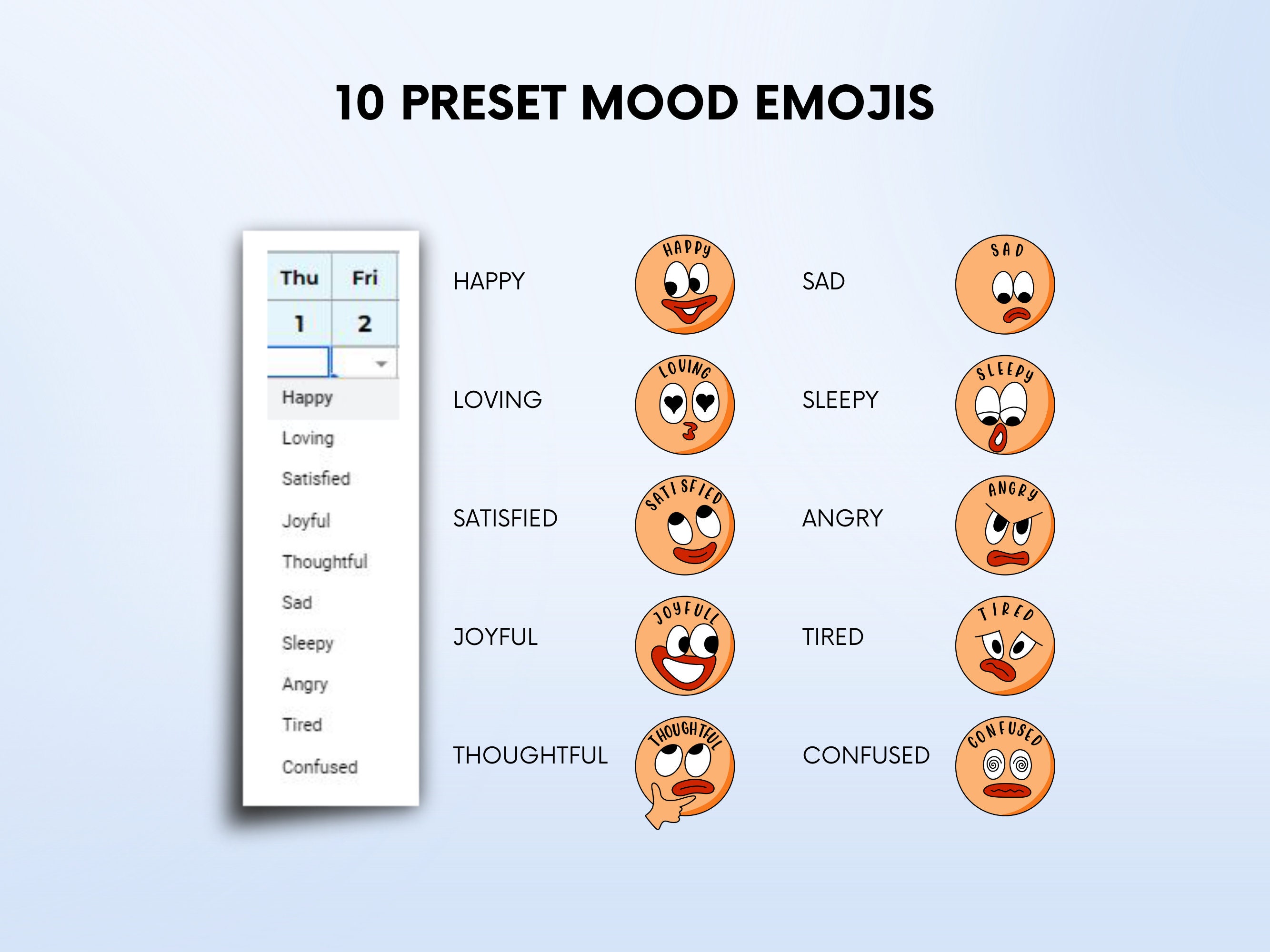 Daily Mood Tracker Spreadsheet: Google Sheets Template (digital ...