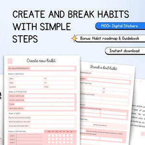 ATOMIC HABITS WORKBOOK, Habit Formation Worksheets. Pink Habit Planner ...