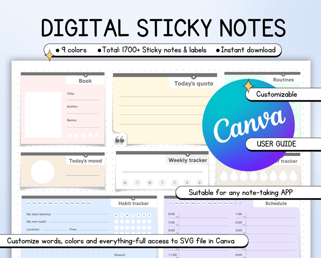 Canva STICKY NOTE Template, Pastel Colors Minimal Sticky Widget ...