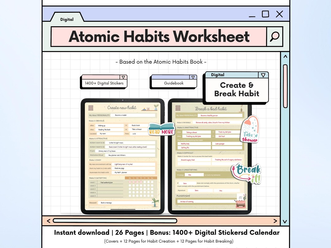ATOMIC HABIT Planner Worksheets, Atomic Habits & Goals, Atomic Habits ...