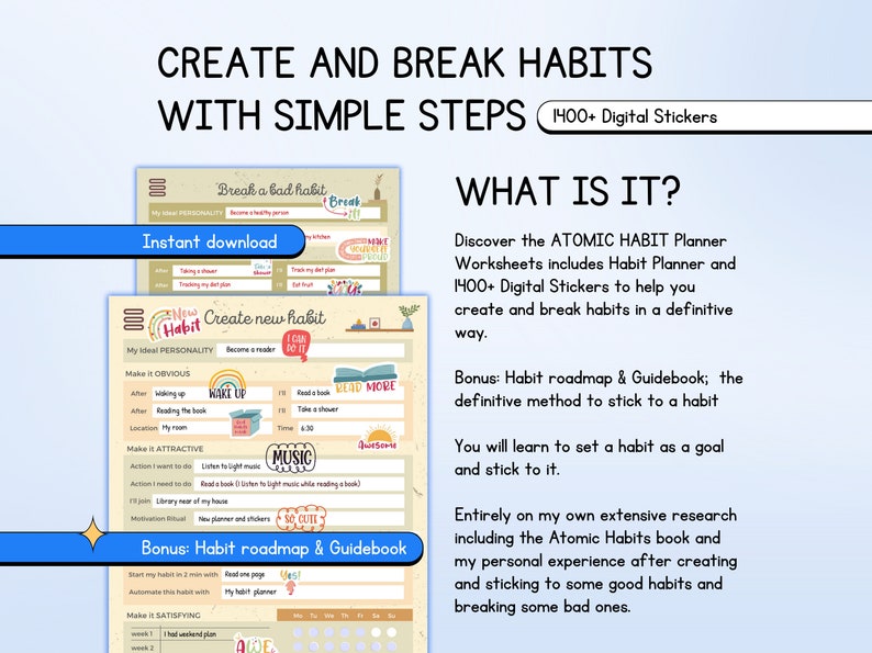 ATOMIC HABIT Planner Worksheets, Atomic Habits & Goals, Atomic Habits ...