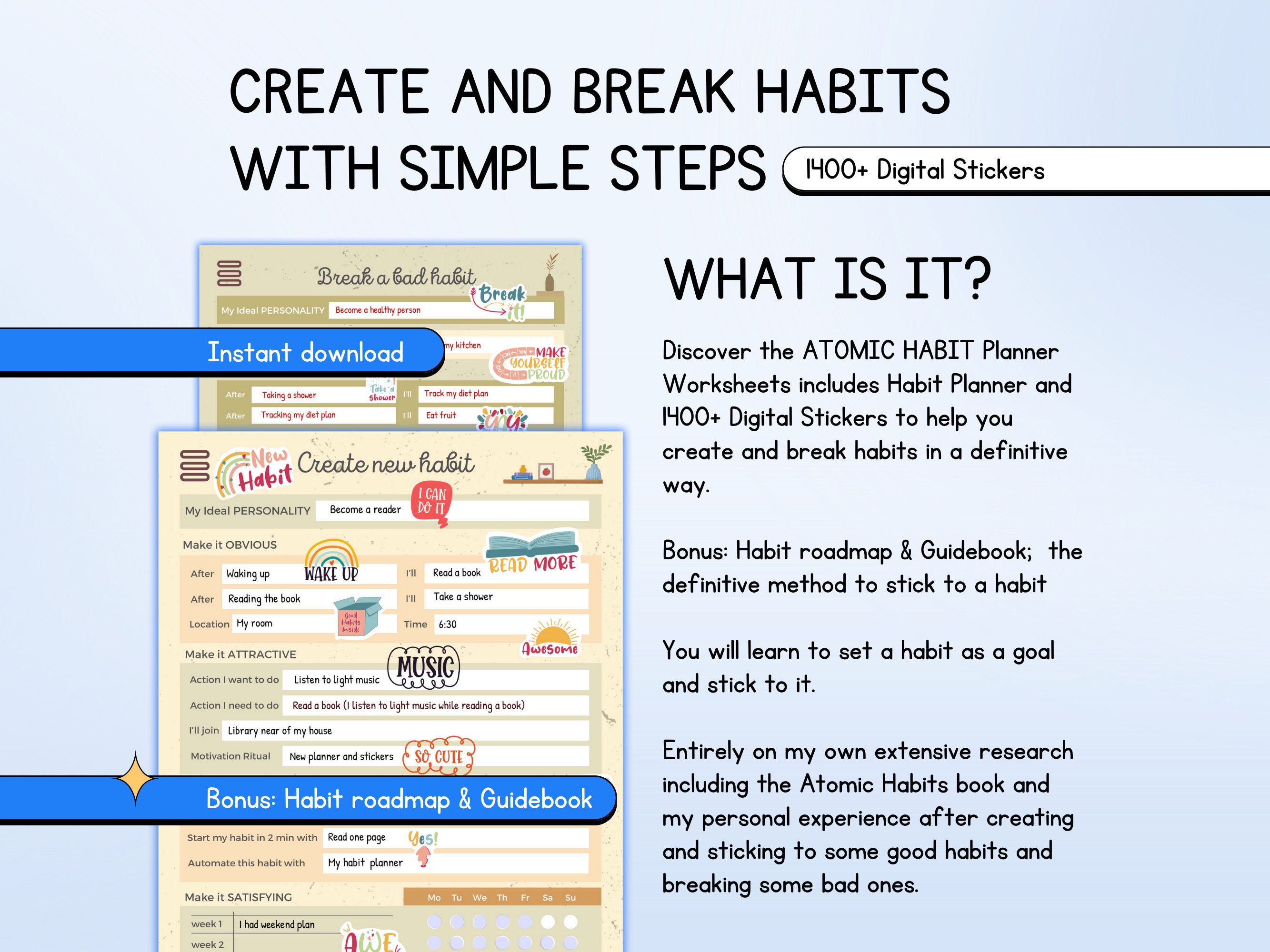 ATOMIC HABIT Planner Worksheets, Atomic Habits & Goals, Atomic Habits ...