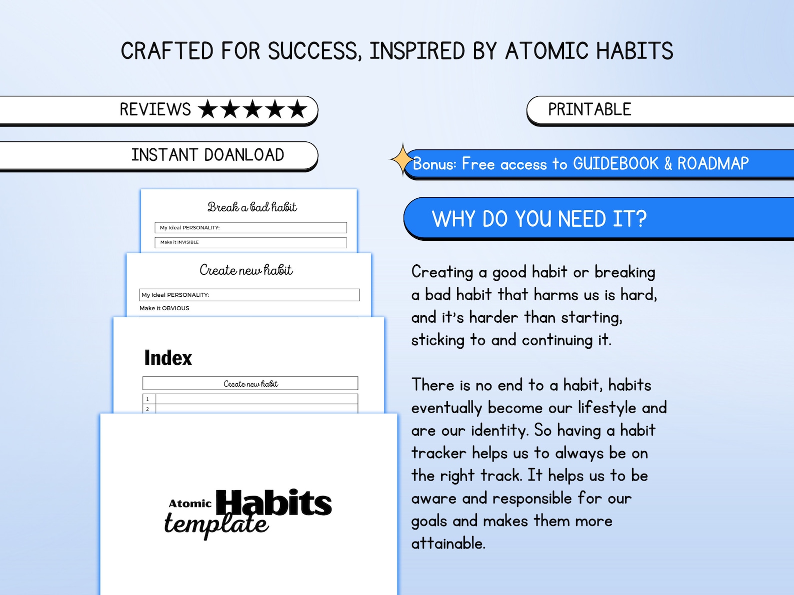 Atomic Habits Template: Habit Tracker & Guidebook (PDF Pattern A4 Size ...