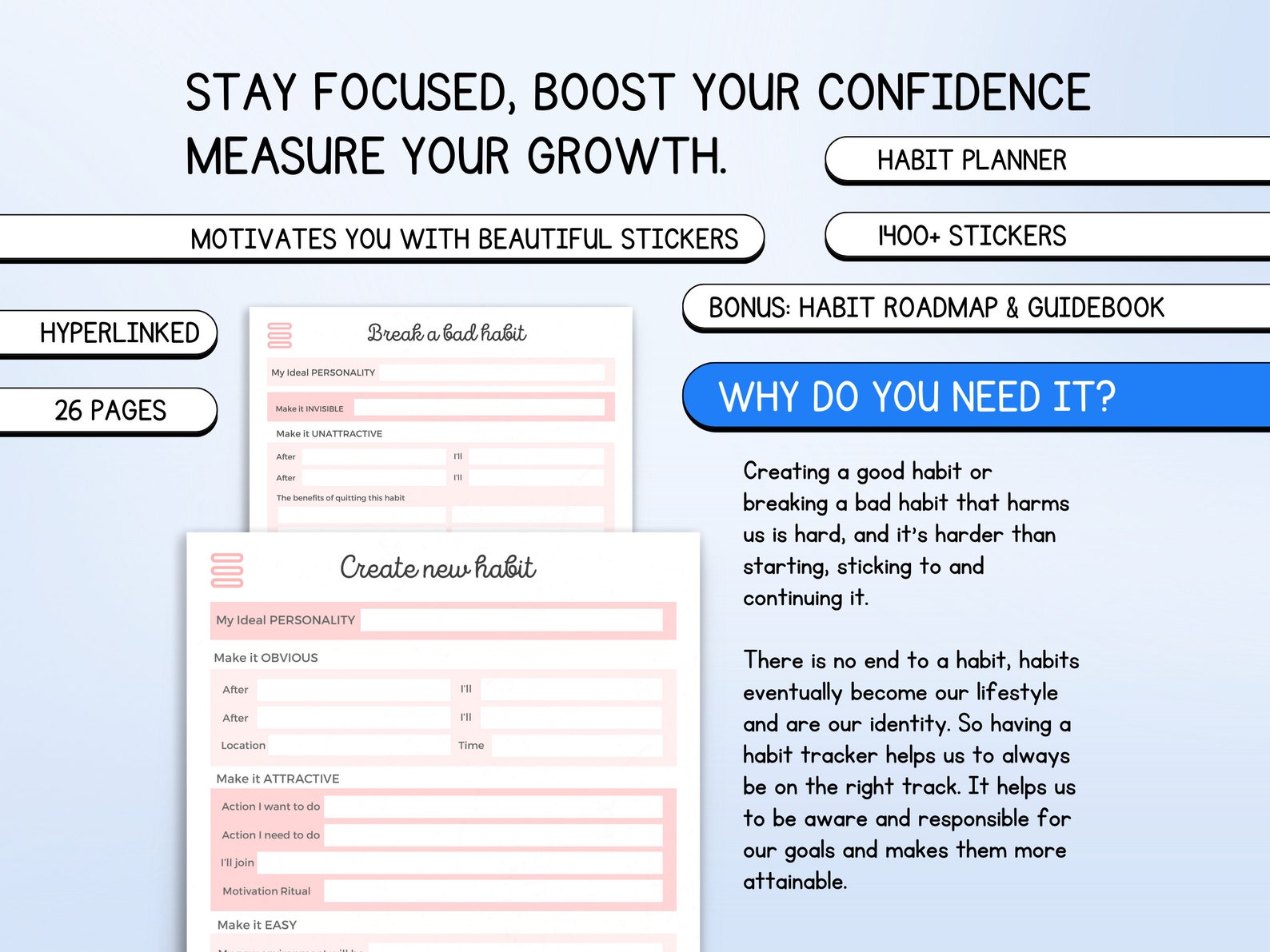 ATOMIC HABITS WORKBOOK, Habit Formation Worksheets. Pink Habit Planner ...