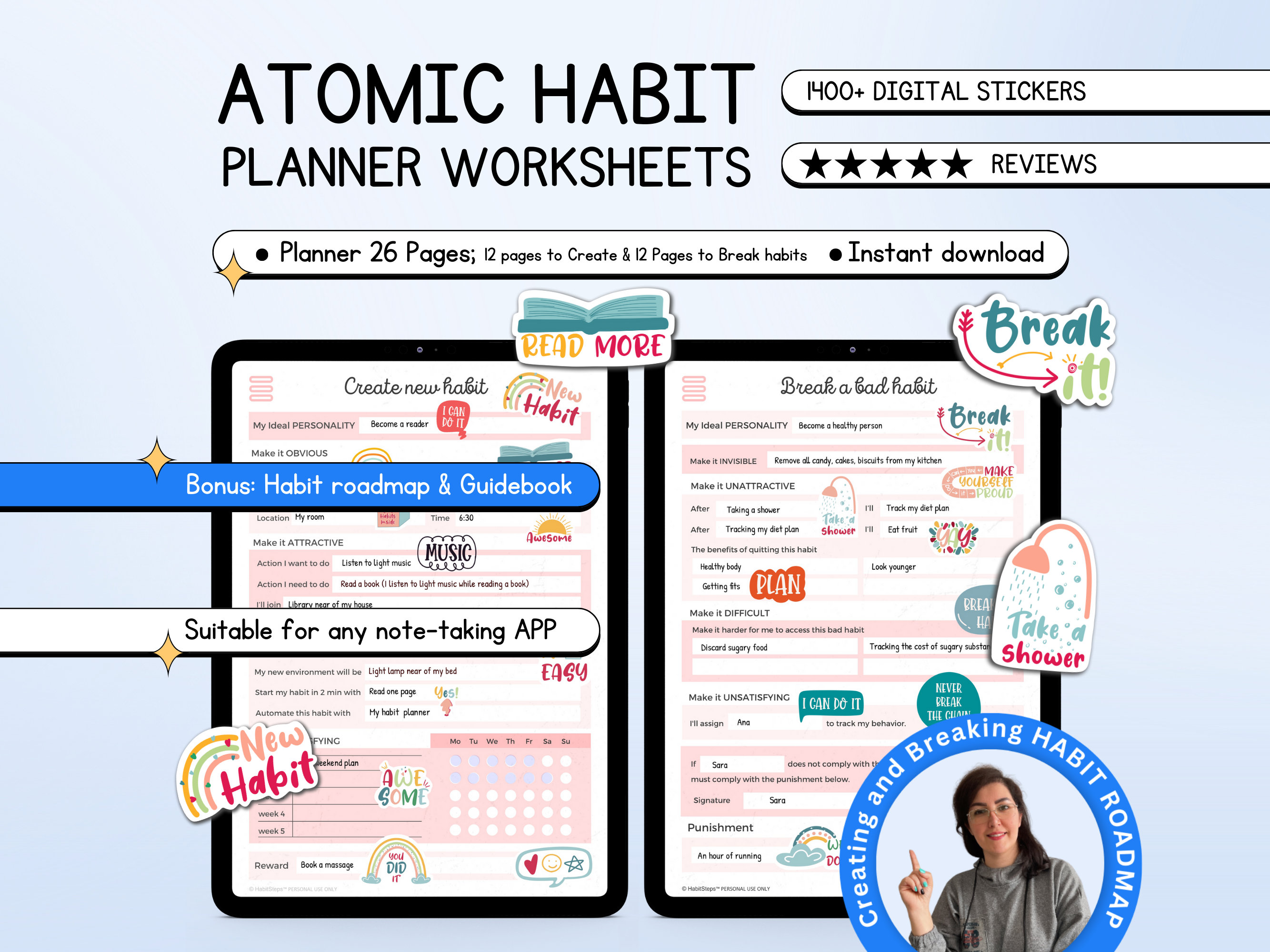 ATOMIC HABITS WORKBOOK, Habit Formation Worksheets. Pink Habit Planner ...