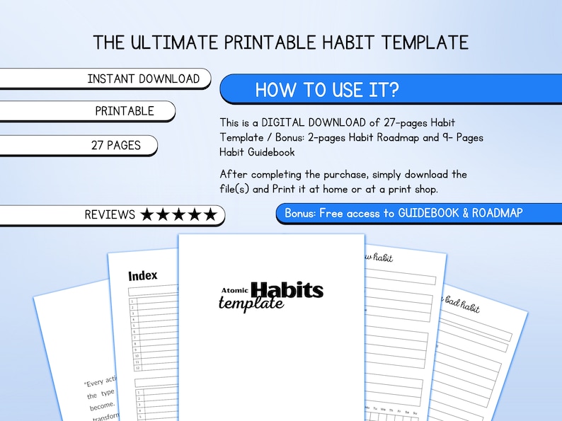 Atomic Habits Template: Habit Tracker & Guidebook (PDF Pattern A4 Size ...