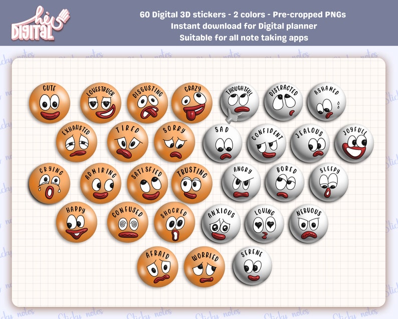 Emoji Stickers Emotions Chart Stickers MOOD Tracker Sickers - Etsy