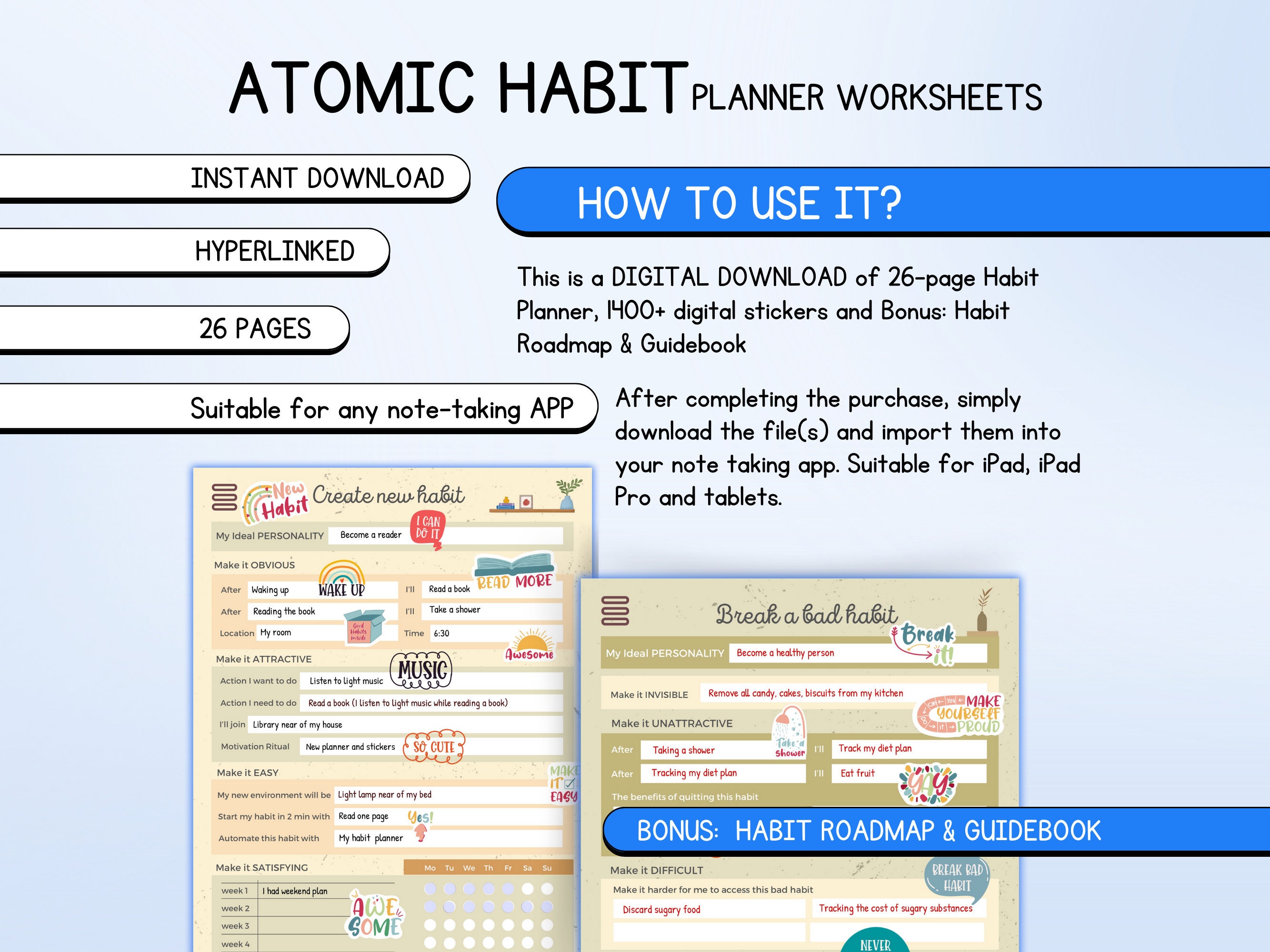 ATOMIC HABIT Planner Worksheets, Atomic Habits & Goals, Atomic Habits ...