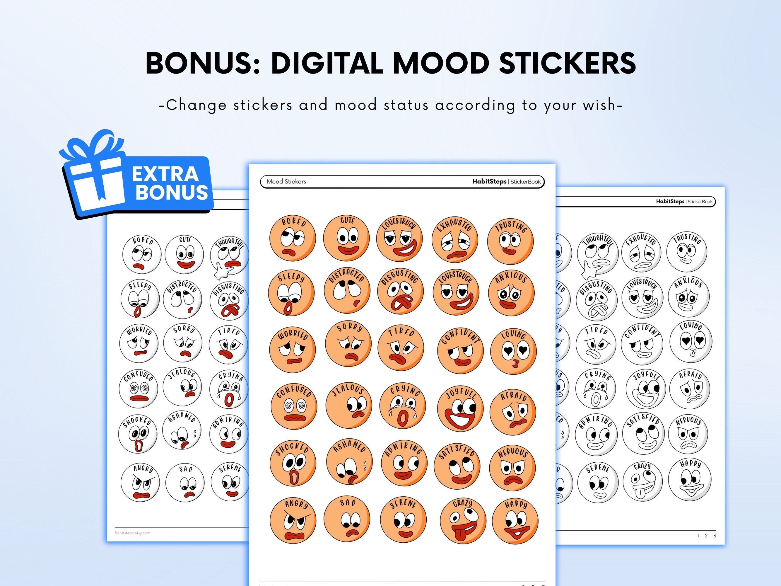 Daily Mood Tracker Spreadsheet: Google Sheets Template (digital ...