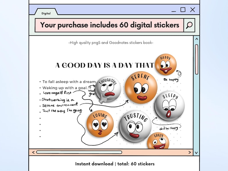 3D Emoji Mood Stickers: Digital Planner Icons for Goodnotes (digital ...