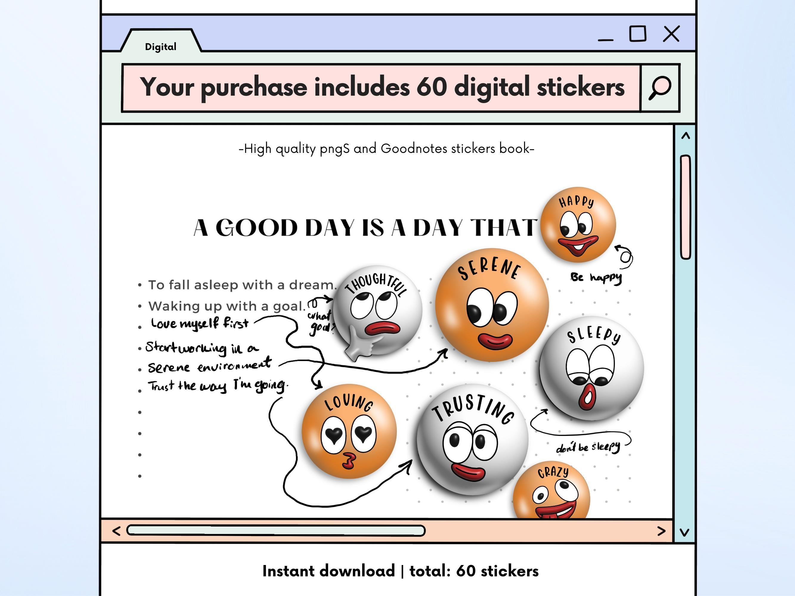 3D Emoji Mood Stickers: Digital Planner Icons for Goodnotes (digital ...