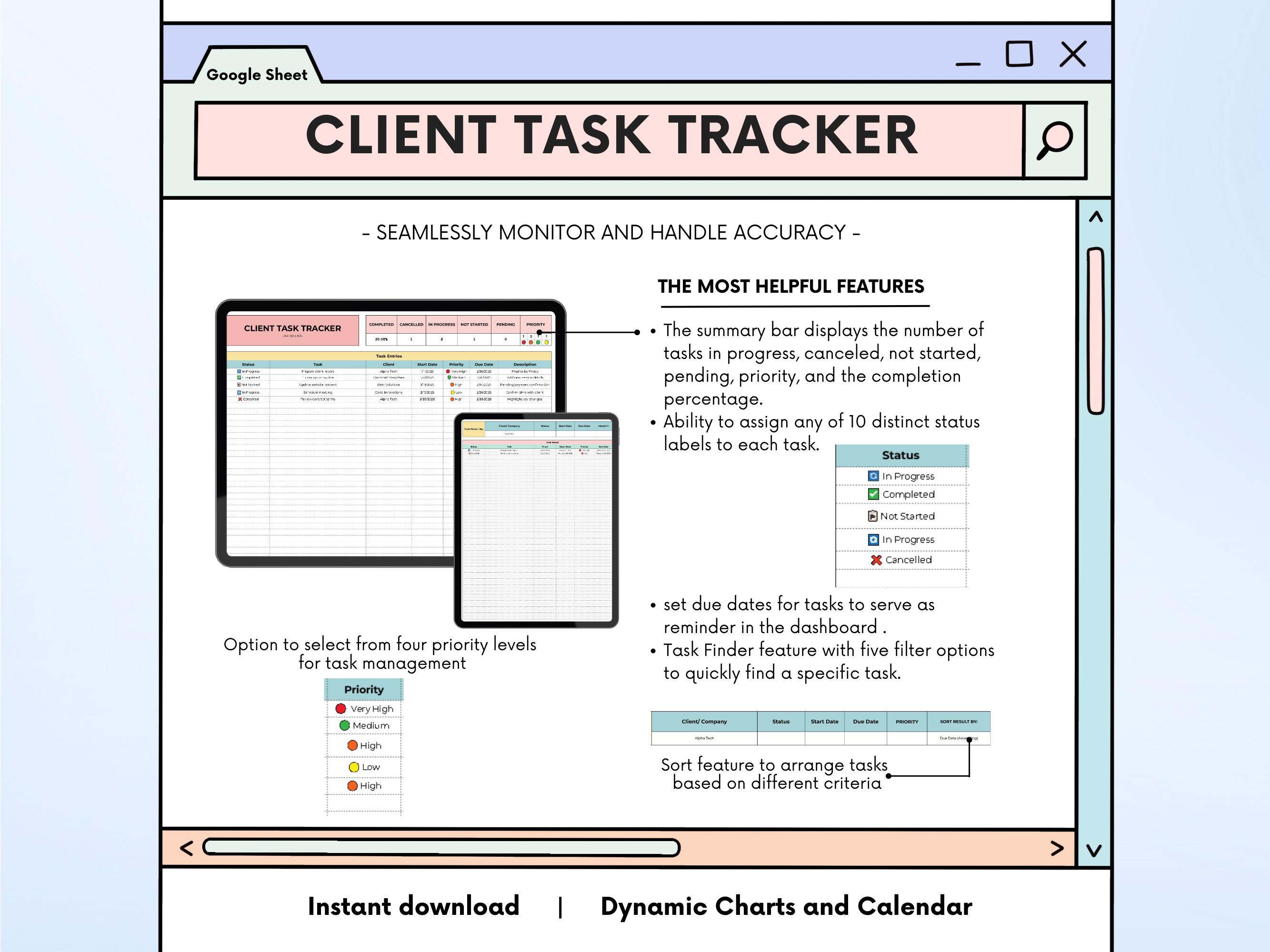 Client Management Spreadsheet Template for Google Sheets (digital ...