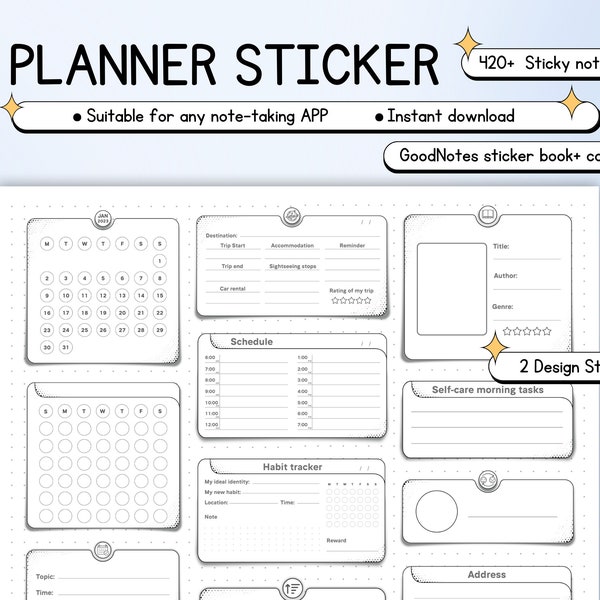 Black and White Sticky Notes - Etsy