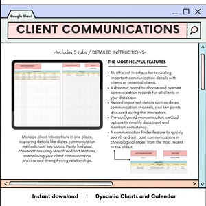 Client Management Spreadsheet Template for Google Sheets (digital ...