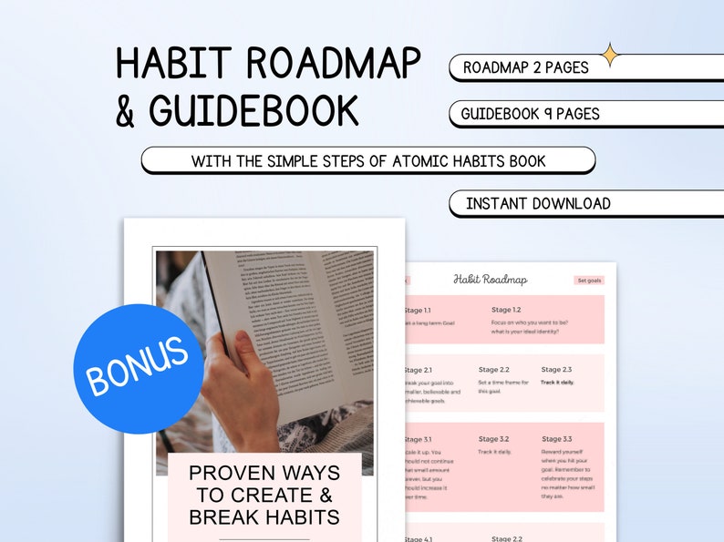 ATOMIC HABITS WORKBOOK, Habit Formation Worksheets. Pink Habit Planner ...