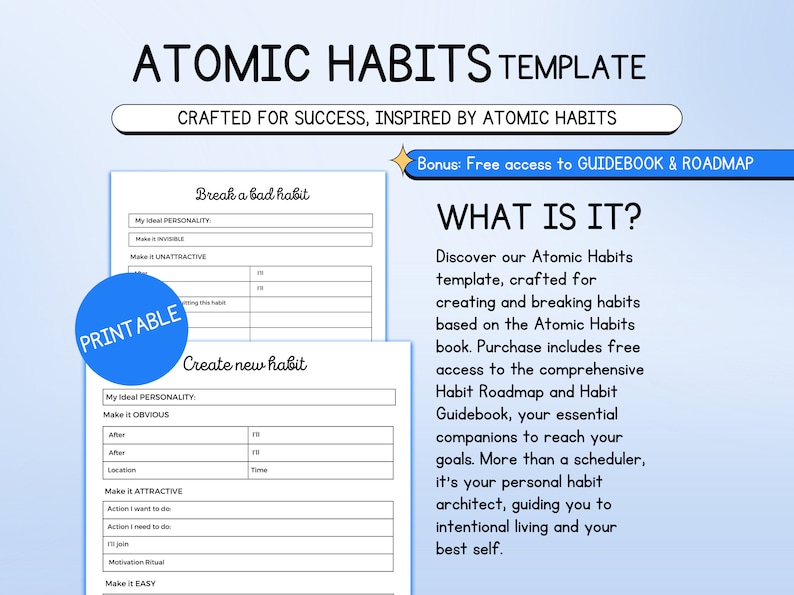 Atomic Habits Template: Habit Tracker & Guidebook (PDF Pattern A4 Size ...