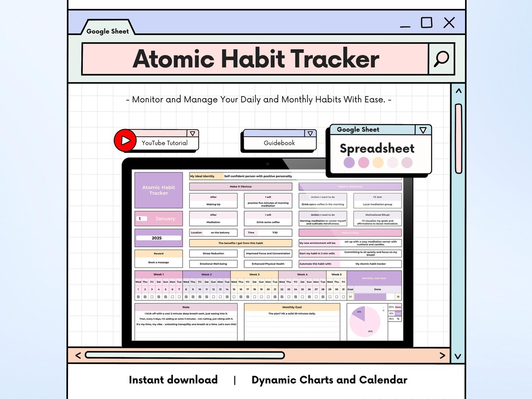 ATOMIC HABIT Tracker Google Sheet Worksheets, Atomic Habits & Goals ...