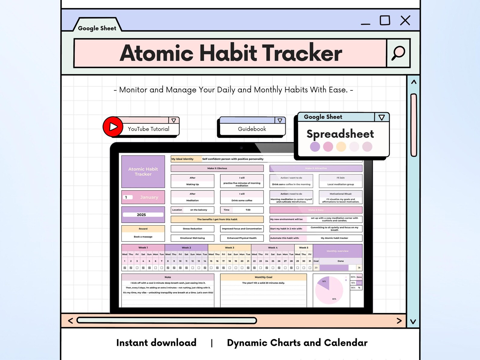 ATOMIC HABIT Tracker Google Sheet Worksheets, Atomic Habits & Goals ...