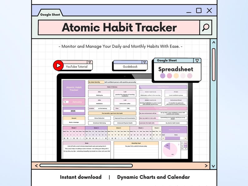 ATOMIC HABIT Tracker Google Sheet Worksheets, Atomic Habits & Goals ...