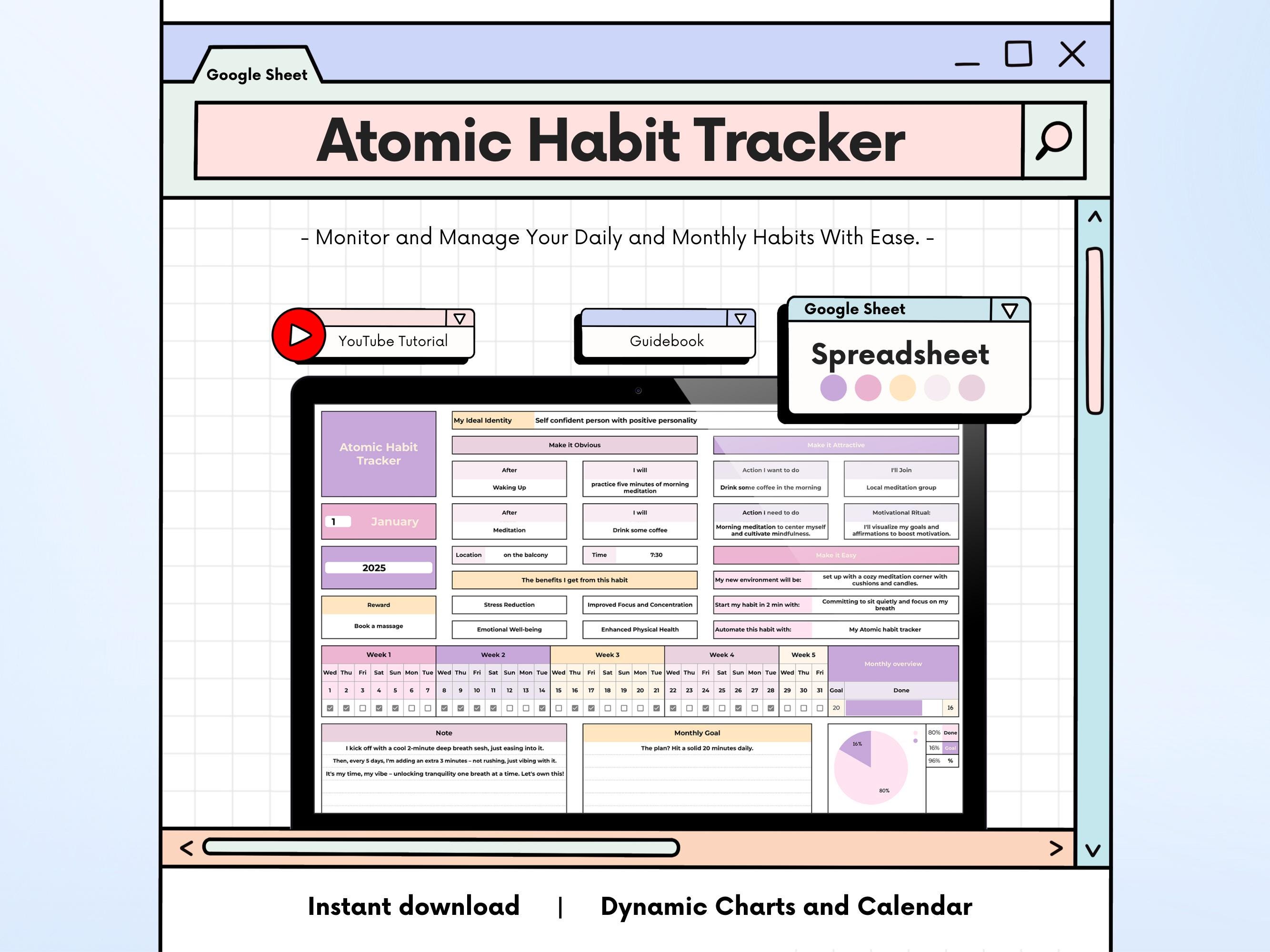 ATOMIC HABIT Tracker Google Sheet Worksheets, Atomic Habits & Goals ...