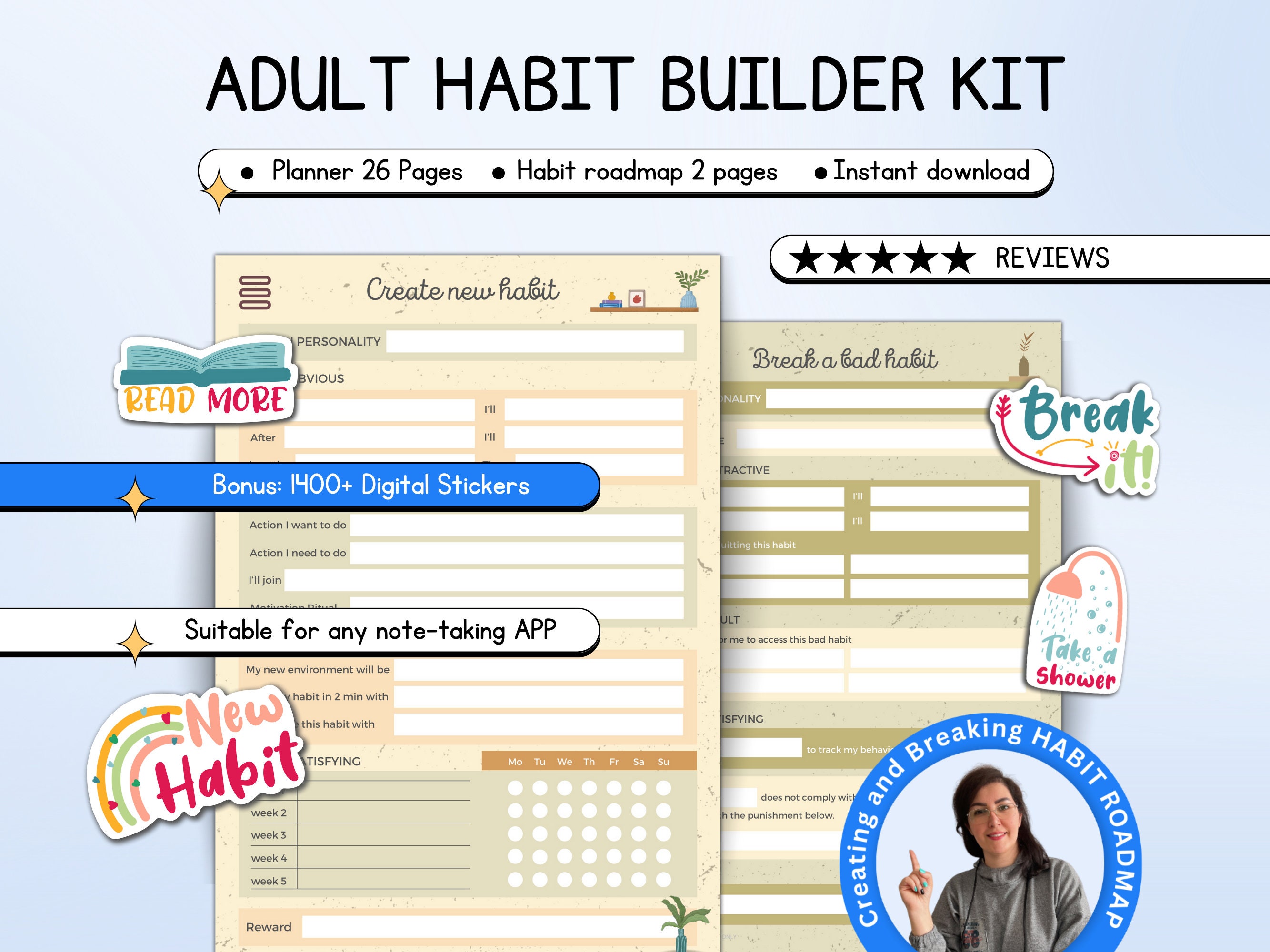 Adult HABIT BUILDER Bundle, Habit Forming & Tracking, How to Build Good ...