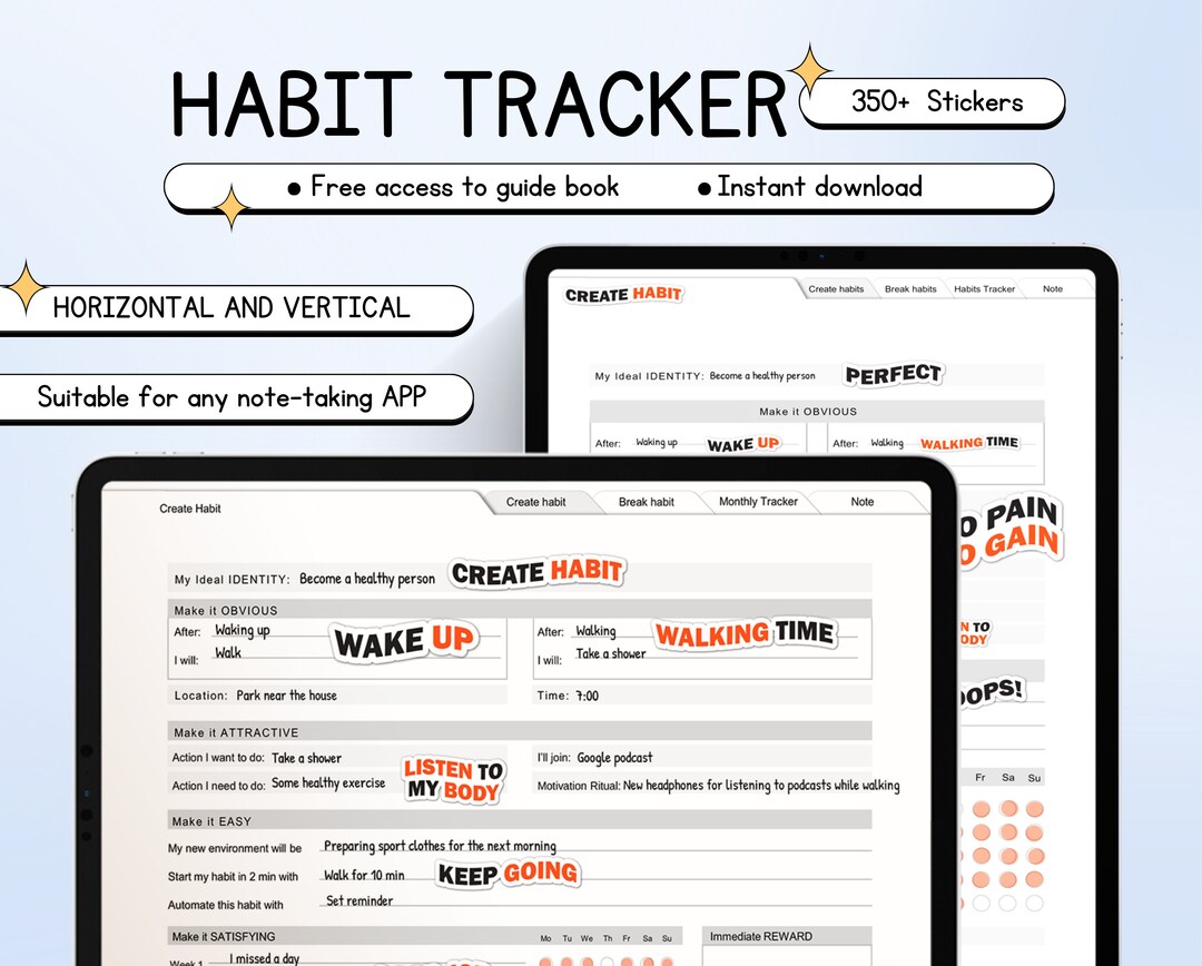 Monthly HABITS TRACKER PDF Journal Template Digital Planner With Simple ...