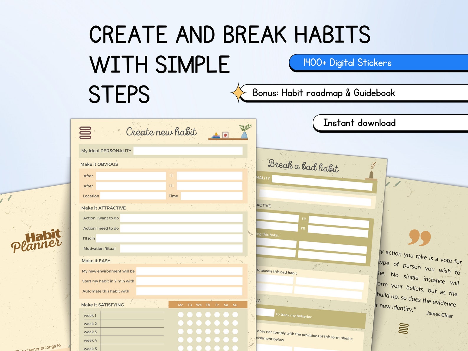 ATOMIC HABIT Planner Worksheets, Atomic Habits & Goals, Atomic Habits ...