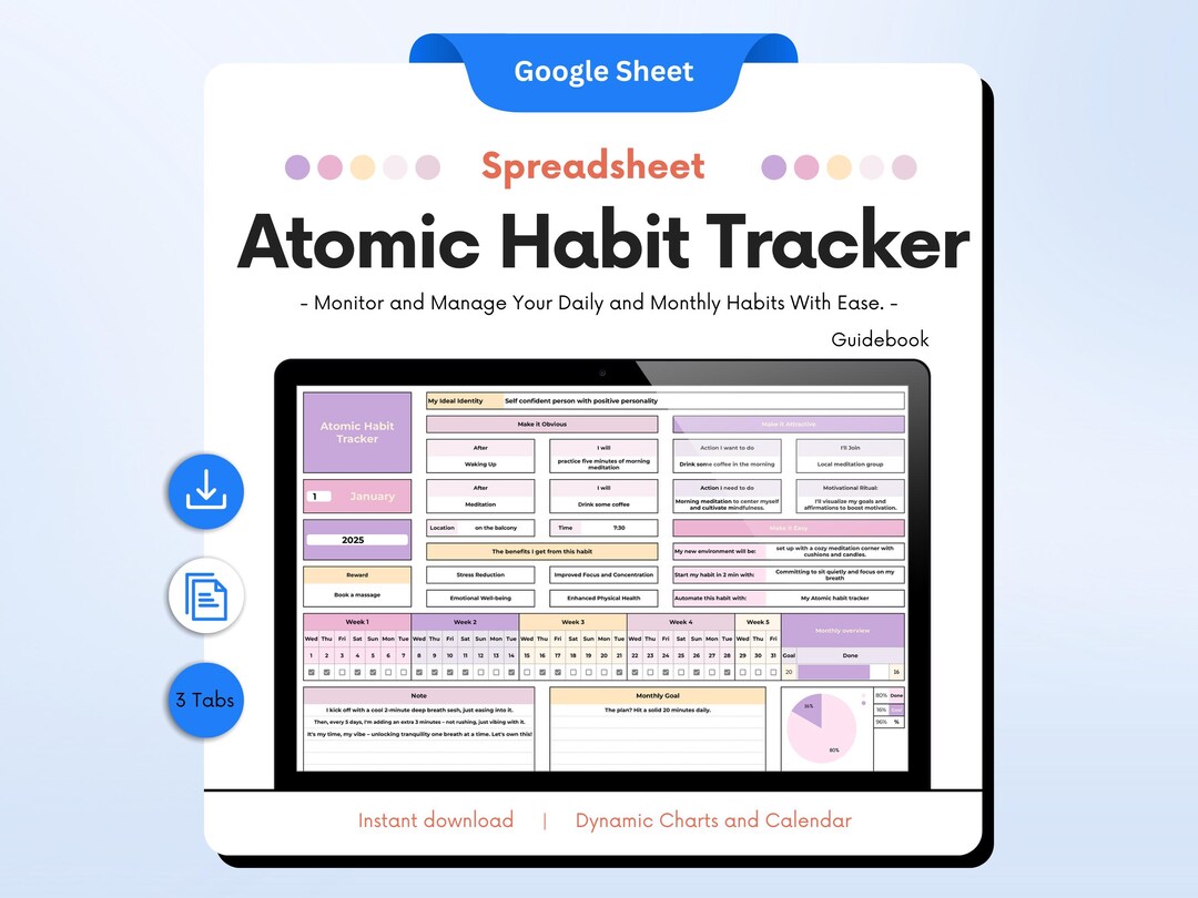 ATOMIC HABIT Tracker Google Sheet Worksheets, Atomic Habits & Goals ...