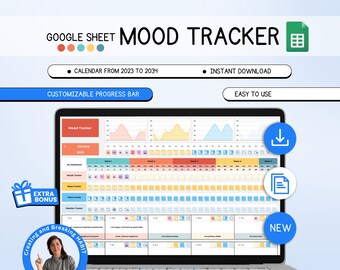Digital Mood Tracker Spreadsheet, Google Sheets Template, Mood Journal, Mood Chart, Feelings ...