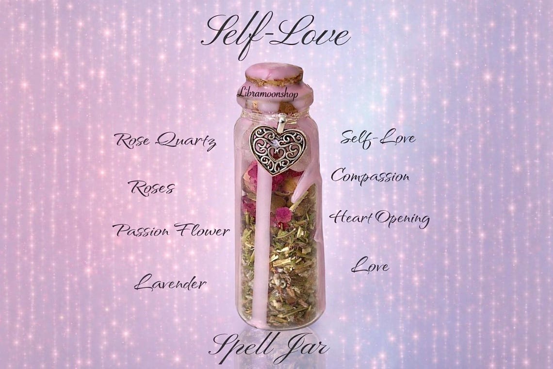 Handcrafted Self Love Spell Jar | Rose Quartz Crystals | Manifestation ...