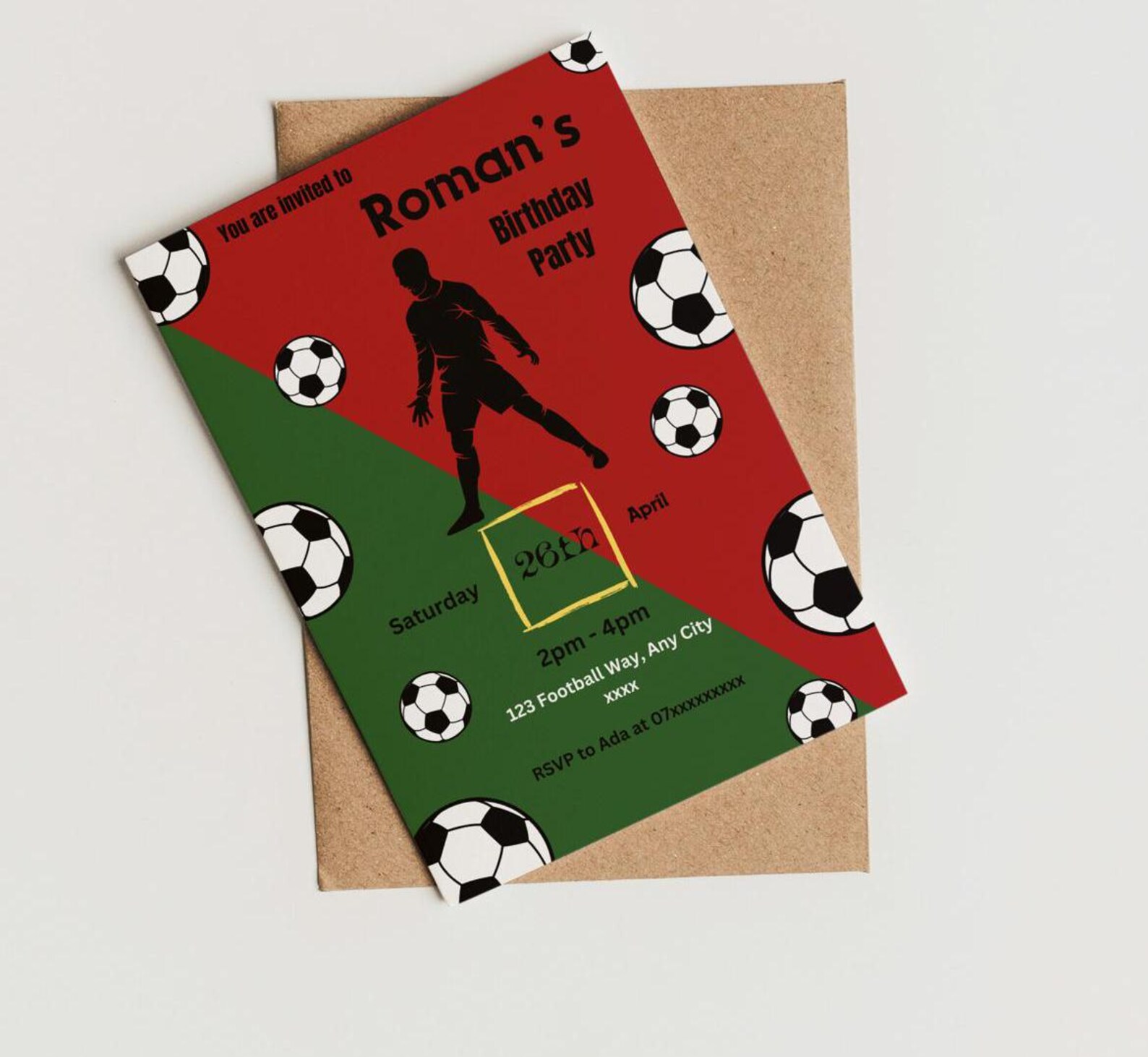 Editable Ronaldo Football Birthday Party Invitation - Boys Girls ...