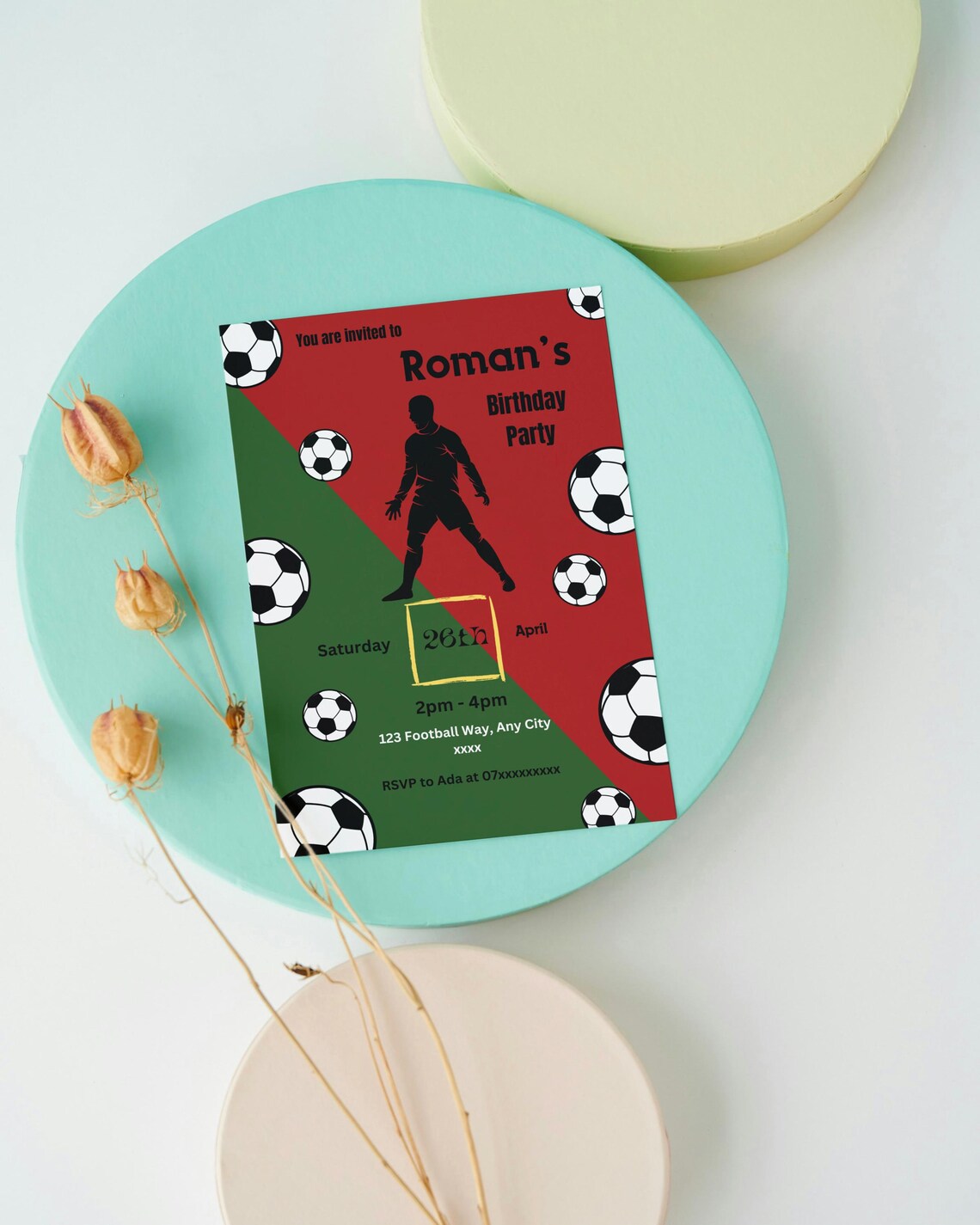 Editable Ronaldo Football Birthday Party Invitation - Boys Girls ...