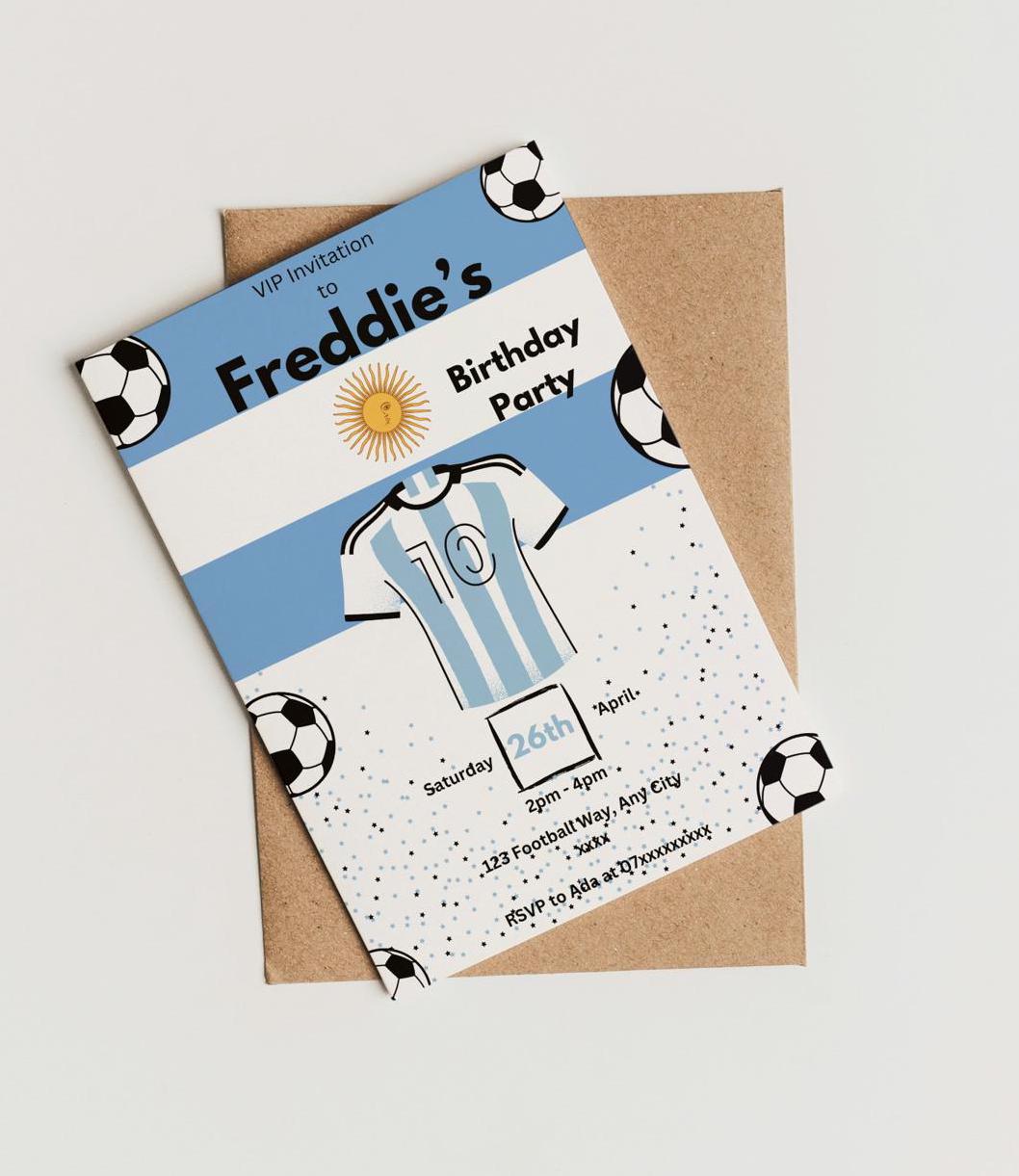 Editable Messi Football Birthday Party Invitation - Boys or Girls Messi ...