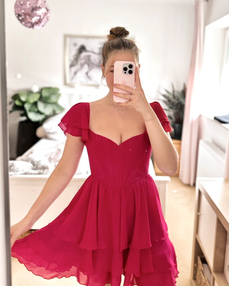 Pattern Pink Glamor Dress / Corset Size XXS-XXXXL eu 32-48 - Etsy UK