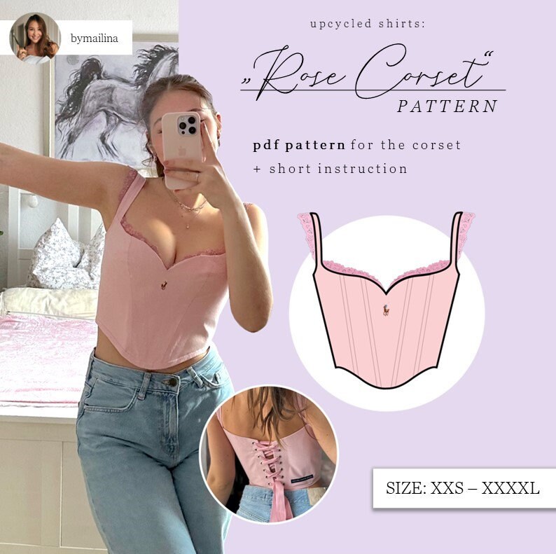 Pattern ROSE Corset Size XXS-XXXXL eu 32-48 - Etsy
