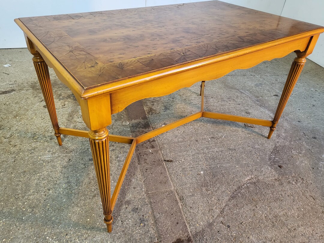 Antique Repro Reprodux Yew Walnut Coffee Table Reeded Tapered Legs Peg ...