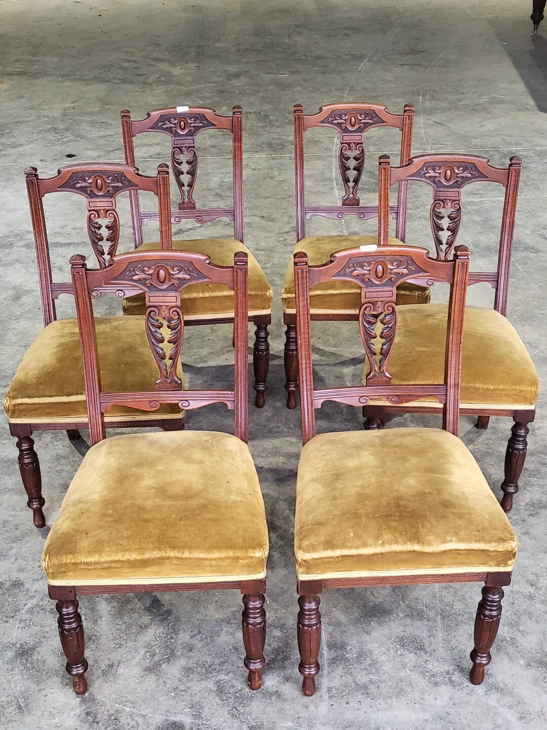 6 Victorian Mahogany Sprung Dining Chairs Turned Legs Velvet - Etsy