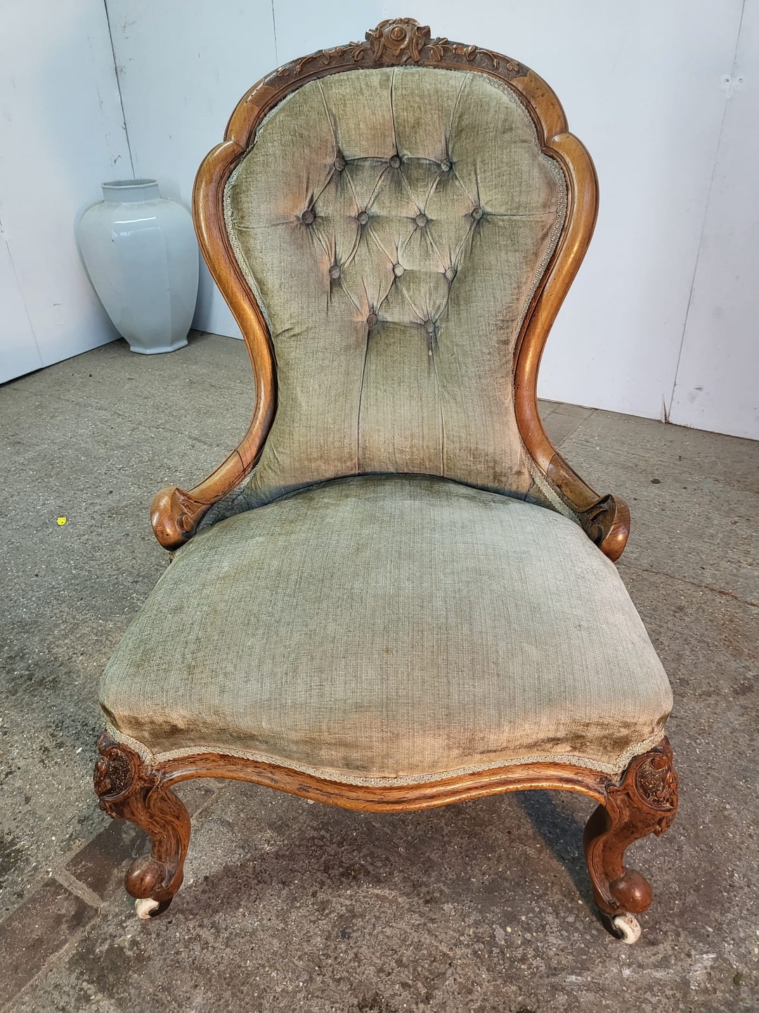 Antique Victorian Walnut Button Back Parlour Nursing Chair - Etsy UK