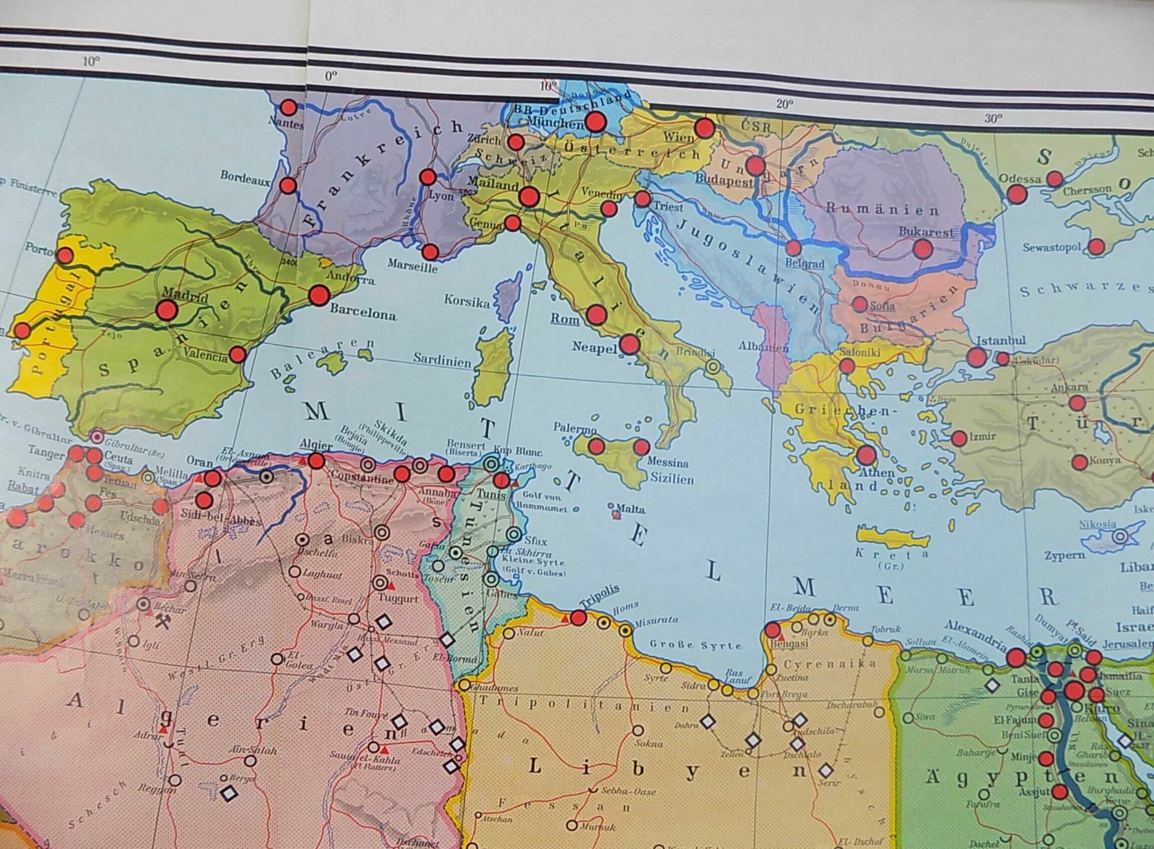 Vintage,retro,very,large,1970s,6 X 7,fabric,map,historical,wall Chart ...