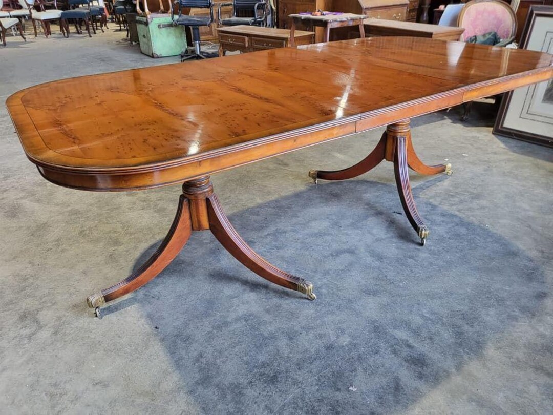 Antique Repro Yew Twin Pedestal Dining Table Charles Barr Seat 8 - Etsy
