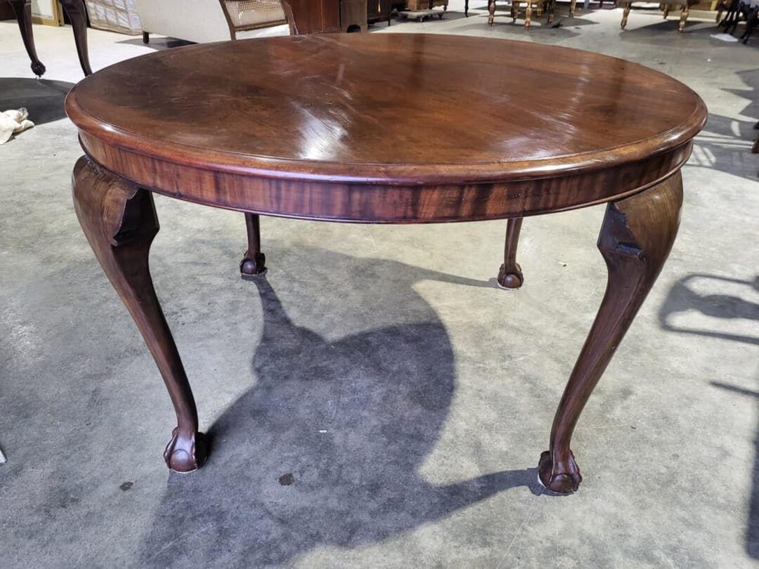 Antique Edwardian Mahogany Round Dining Table Cabriole Legs Claw Feet ...