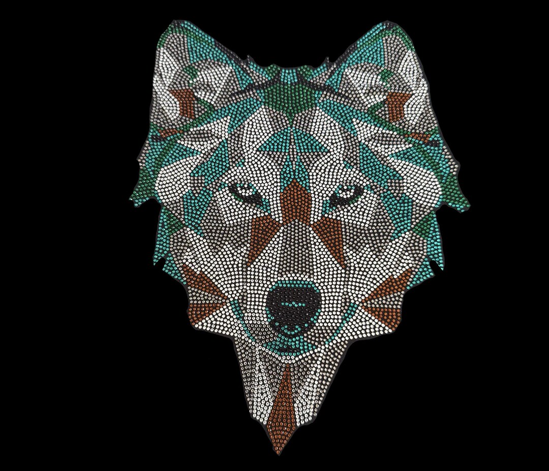 Wolf Rhinestone Iron on Transfers Bling Crystal Patch, Clothing Design ...