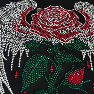 Rose Wing Iron on Transfer, Bling Clothing Motif ,red Rose With Wings ...