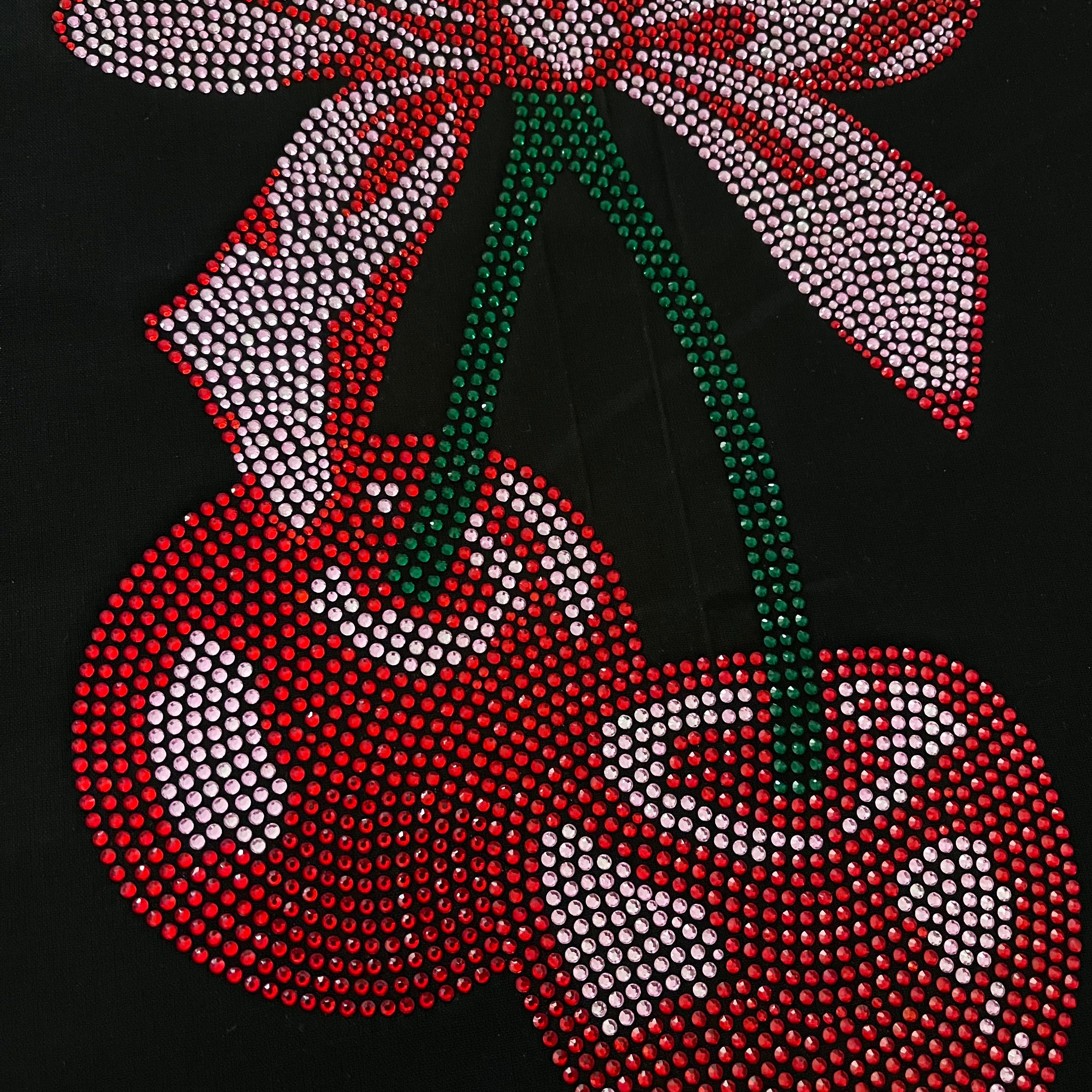 Cherry Rhinestone Iron on Patch, Bling Crystal Applique (13x9 Inches ...