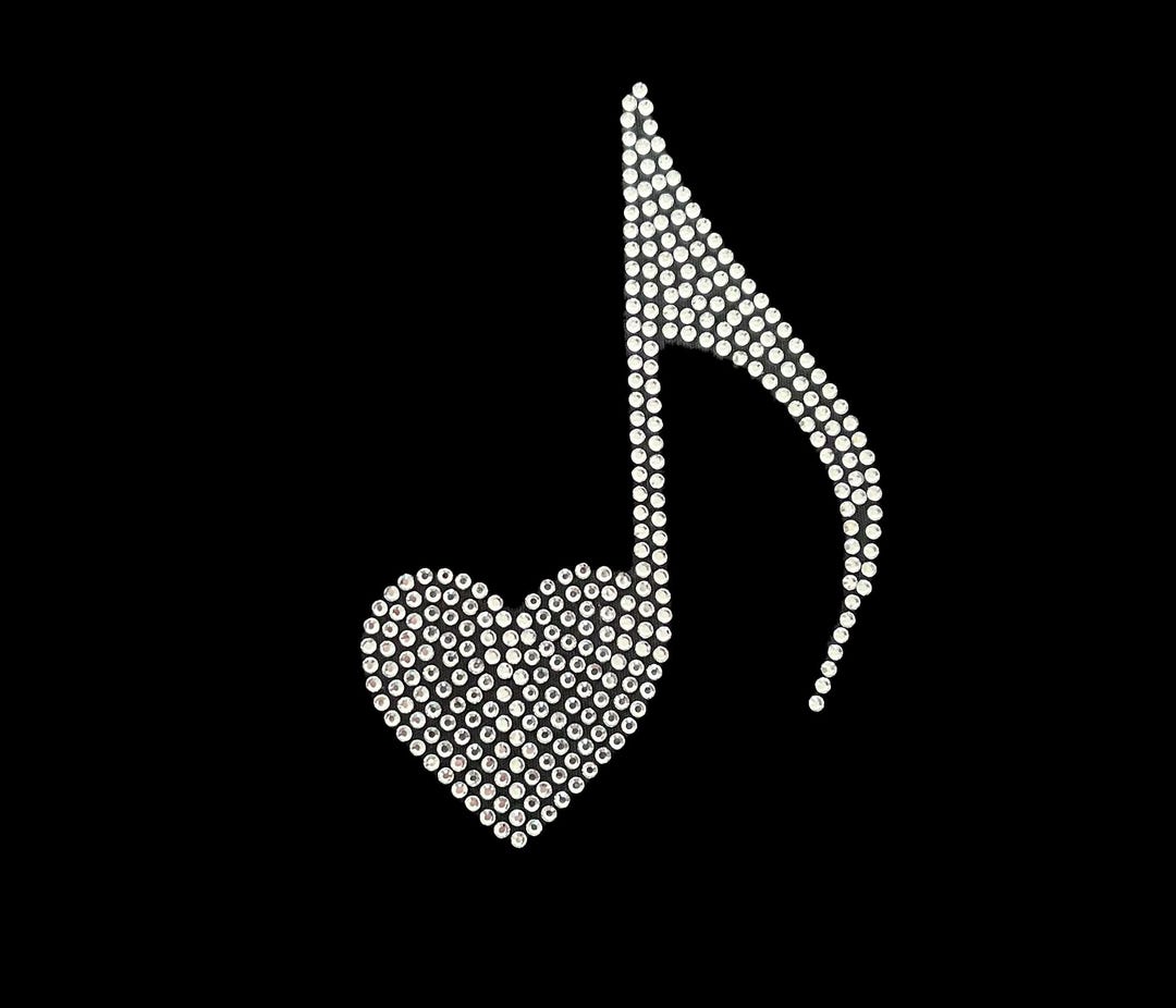Rhinestone Music Note Iron on Transfer: DIY Bling Patch (4H X 3W) - Etsy