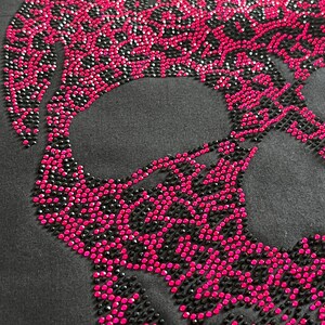 Pink Rhinestones Skull , Heat Transfer Design for Clothes , Iron on ...