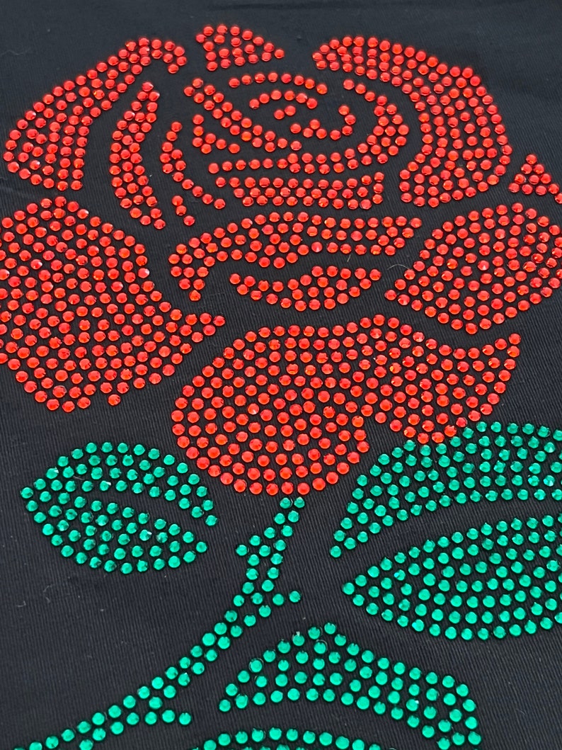 Rhinestone English Rose Iron on Transfer, Clothing Decal (6’H X 4.5W ...