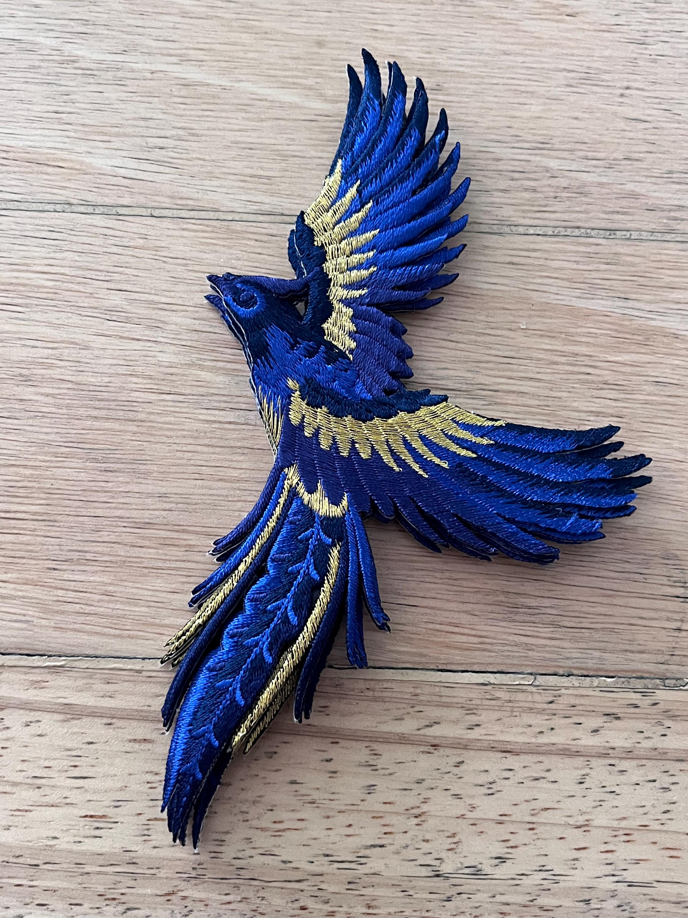 Blue Phoenix Embroidery Patch: Iron on Bird Applique - Etsy