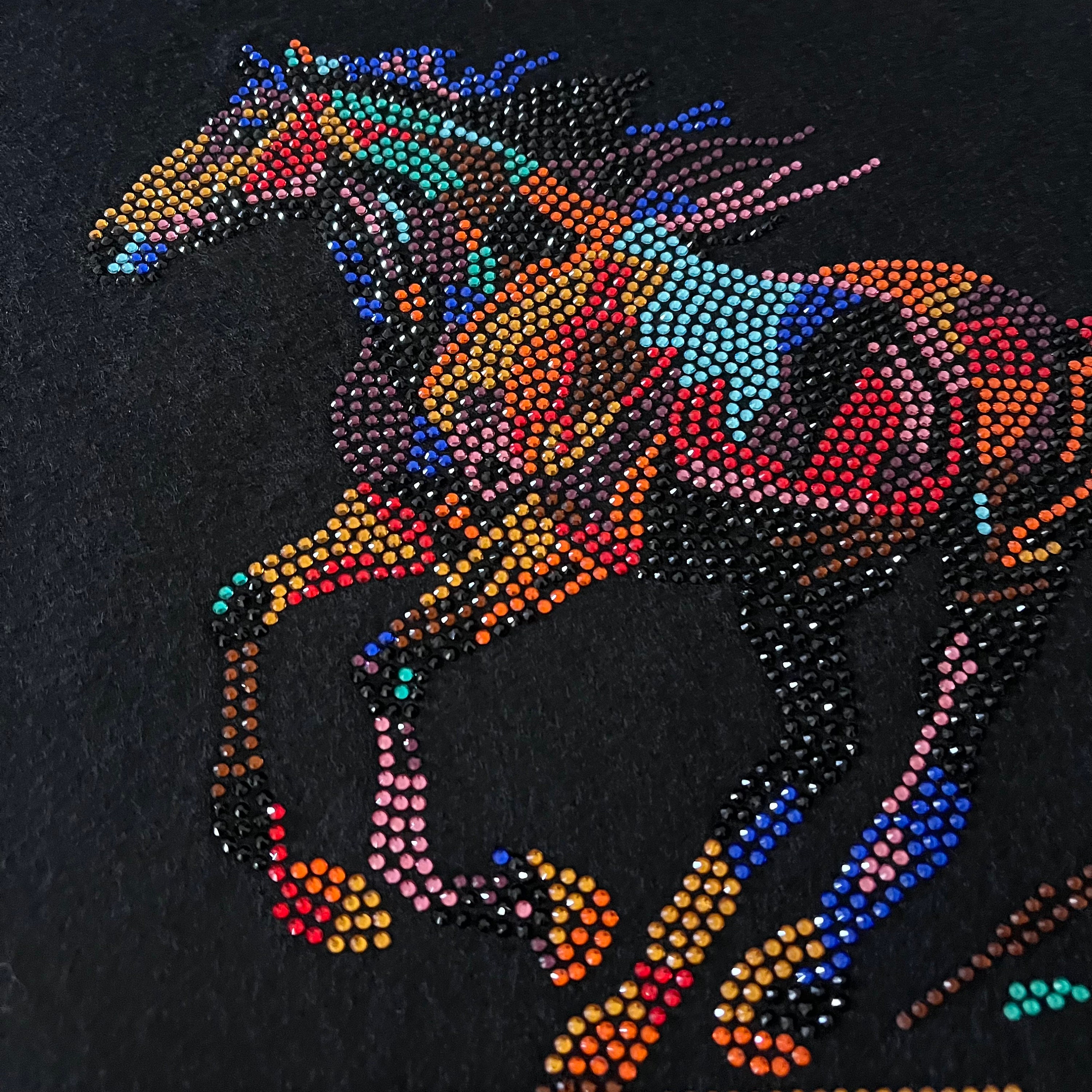 Rhinestone Horse Iron-on Patch: Equestrian Bling Applique (10x10 Inches ...