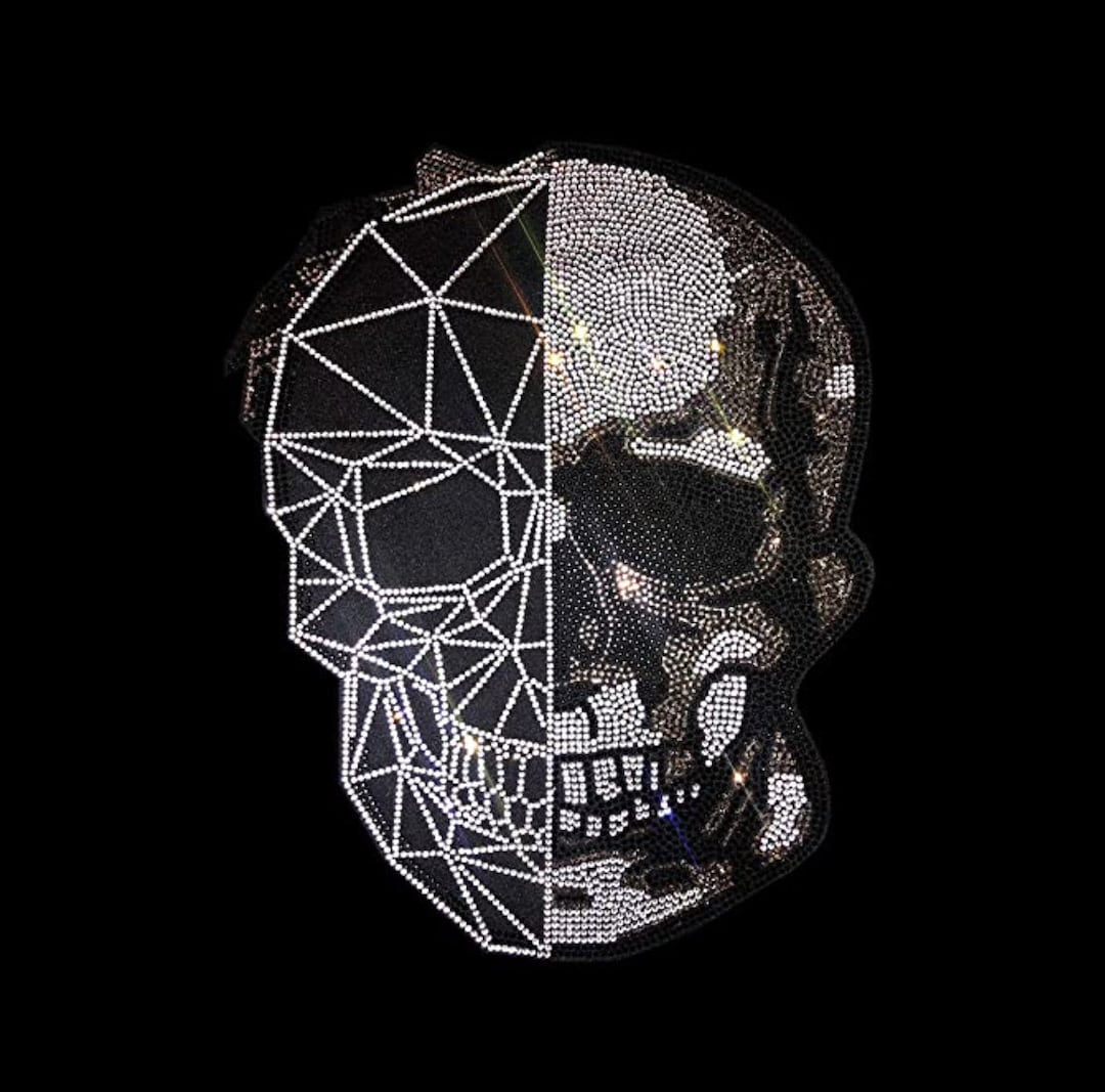 Silver Skull Iron on Design , Heat Transfer Skull Appliques, Hot Fixed ...